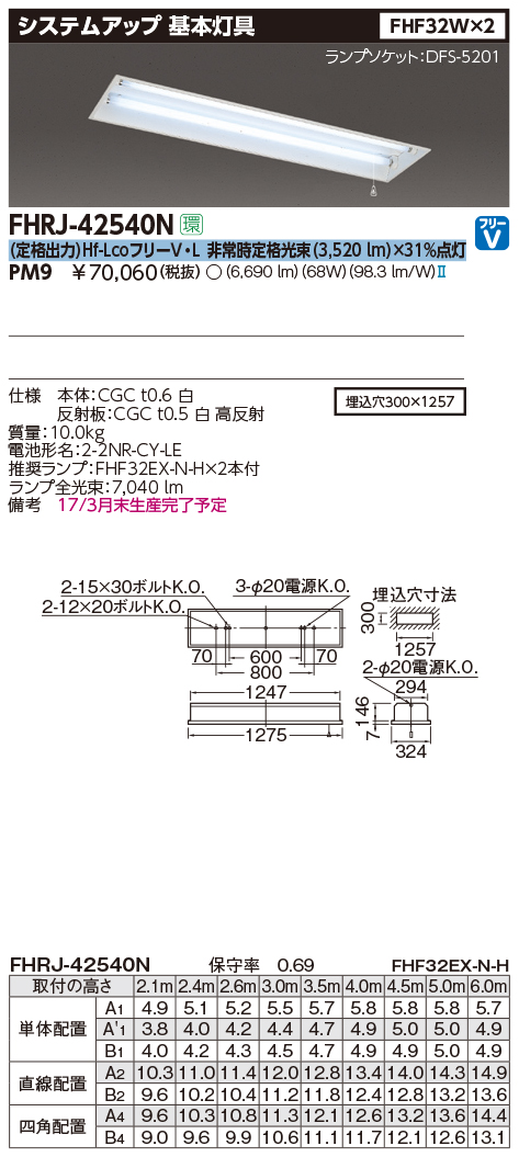 商品詳細：FHRJ-42540N-PM9 | 商品情報検索（商品データベース） | 東芝ライテック(株)