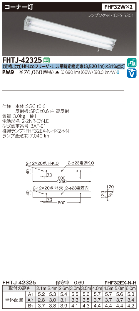 商品詳細：FHTJ-42325-PM9 | 商品情報検索（商品データベース） | 東芝ライテック(株)