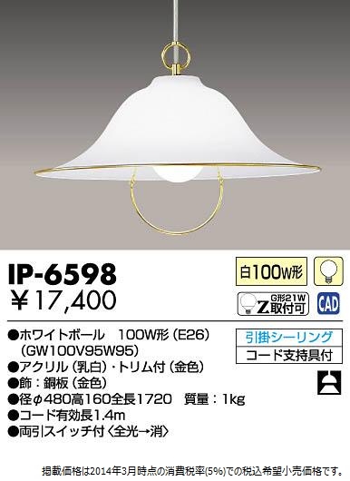 商品詳細：IP-6598 | 商品情報検索（商品データベース） | 東芝ライテック(株)